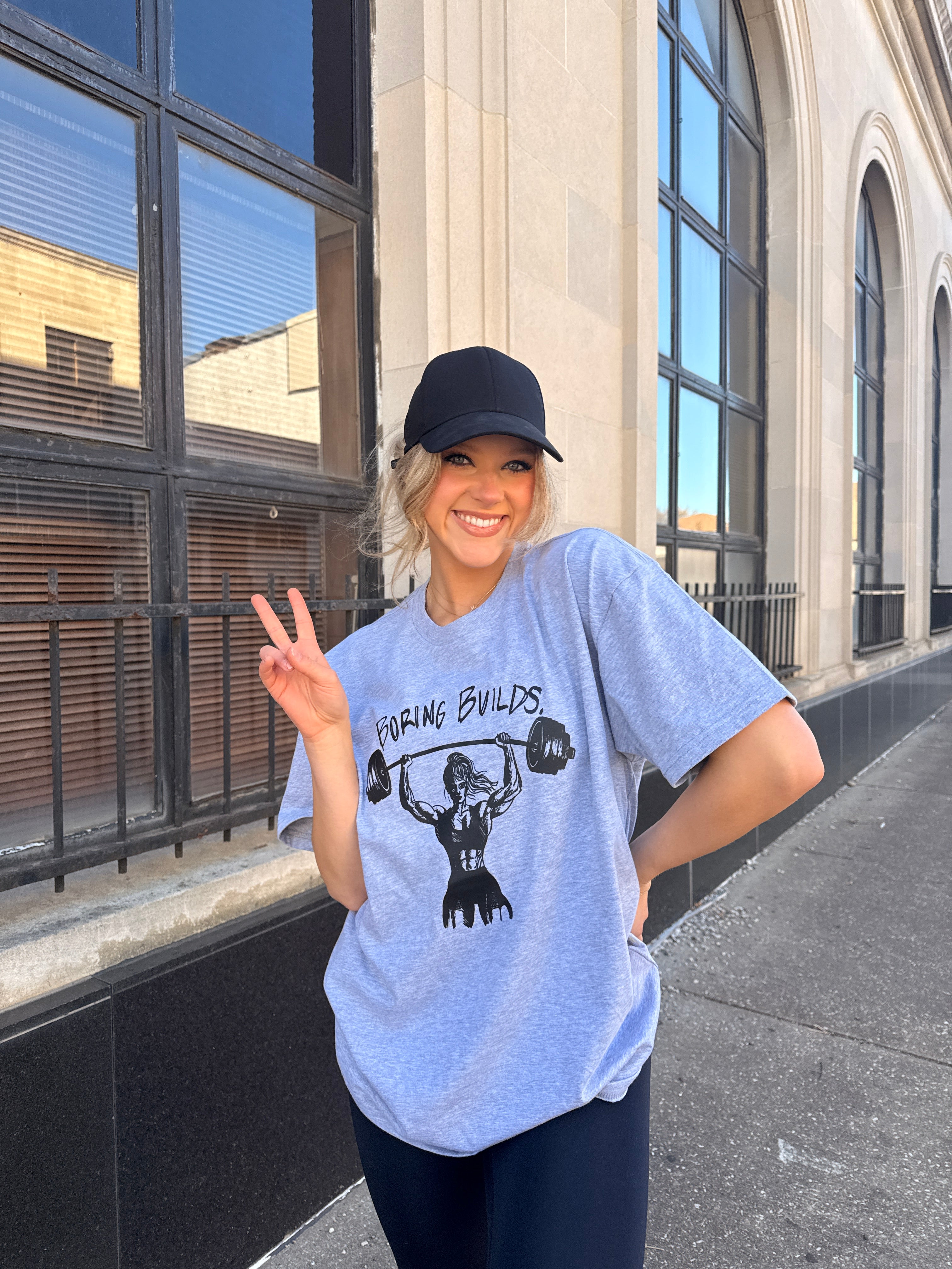"Boring Builds" Oversized Tee – Peace Out Bye by Madalyn Mac